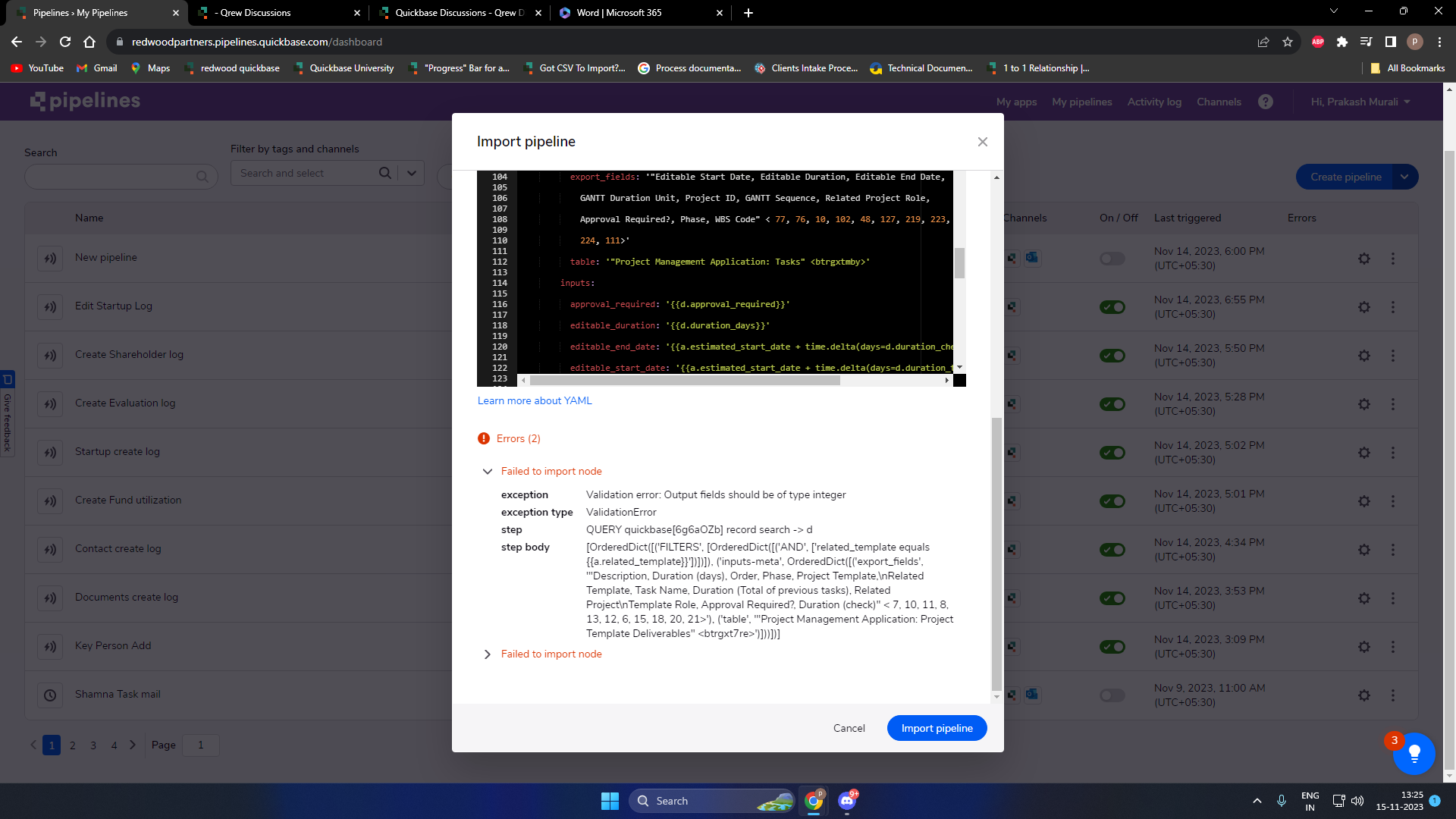 Validation error in YAML | Qrew Discussions